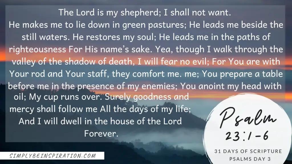 Psalms Study | Day THREE Psalm 23 - Simply Be Inspiration